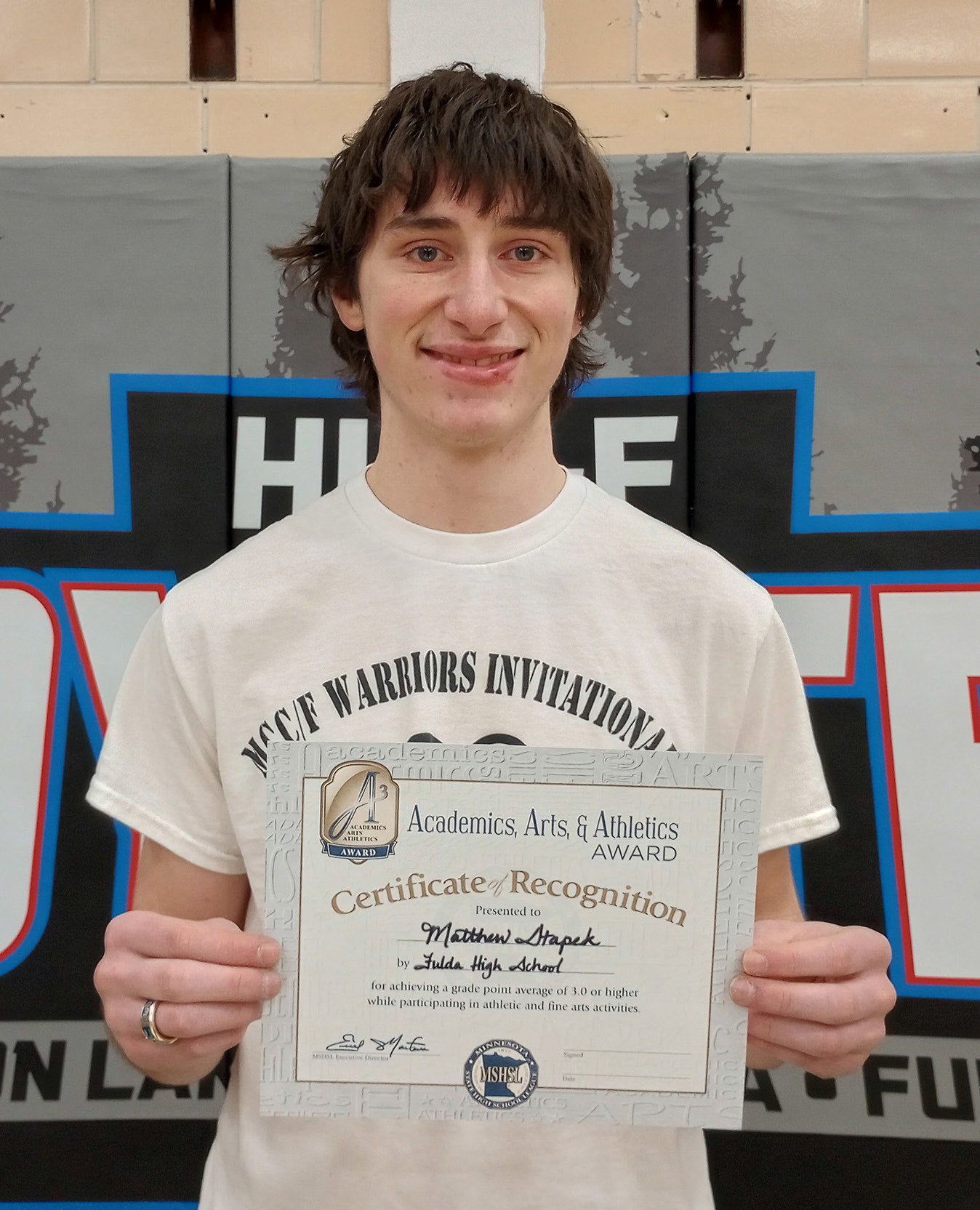 MATTHEW STAPEK RECEIVES SUB-REGION 10 TRIPLE A AWARD | Wheel Herald